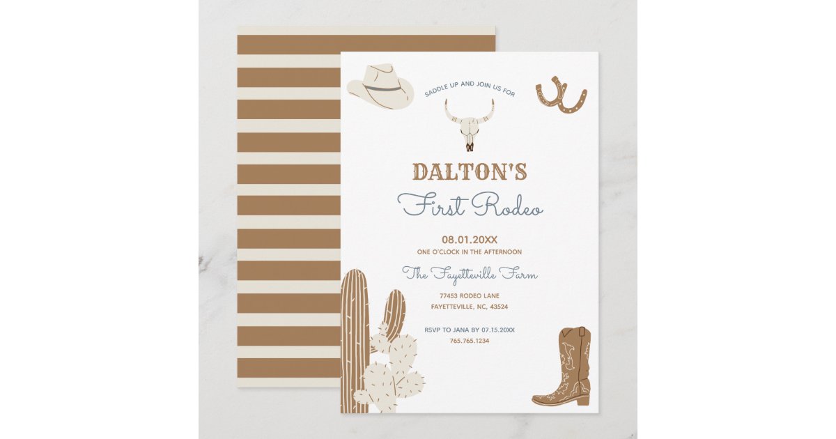 First Rodeo Cowboy Birthday Party Invitation | Zazzle
