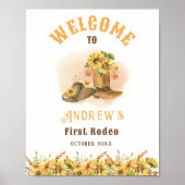First Rodeo Cowboy Birthday Party Welcome Poster | Zazzle