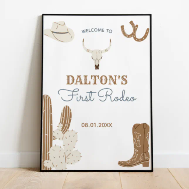 First Rodeo Cowboy Birthday Party Welcome Poster | Zazzle