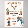 First Rodeo Cowboy Birthday Party Welcome Poster | Zazzle