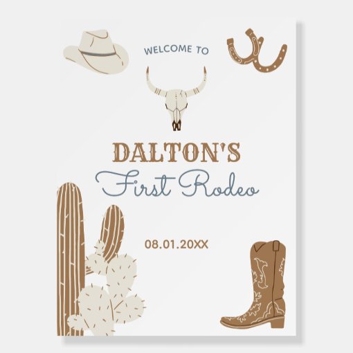 First Rodeo Cowboy Birthday Party Welcome Sign | Zazzle