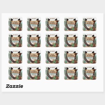 First Rodeo Cowboy Western Boy 1st Birthday Party Square Sticker | Zazzle