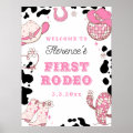 First Rodeo Cowgirl 1st Birthday party Welcome Poster | Zazzle