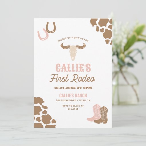 First Rodeo Cowgirl Birthday Invitation | Zazzle