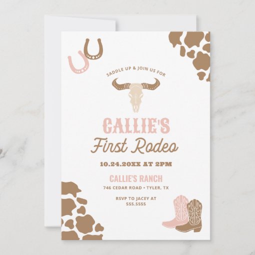 First Rodeo Cowgirl Birthday Invitation | Zazzle