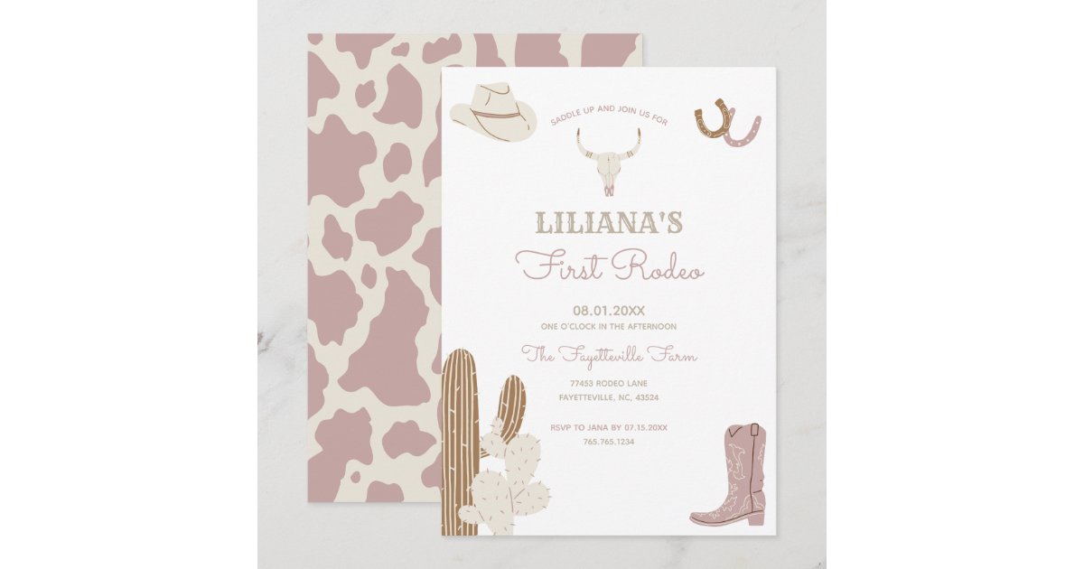First Rodeo Cowgirl Birthday Party Invitation | Zazzle