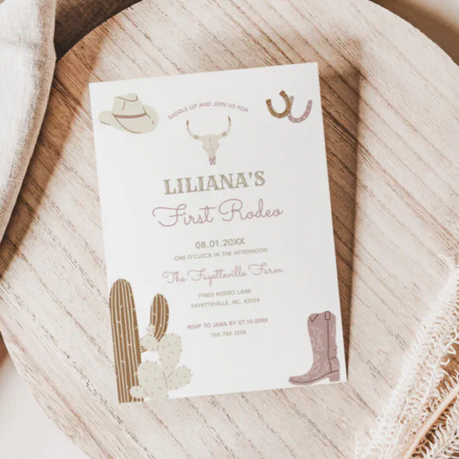 First Rodeo Cowgirl Birthday Party Invitation | Zazzle