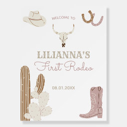 First Rodeo Cowgirl Birthday Party Welcome Sign | Zazzle