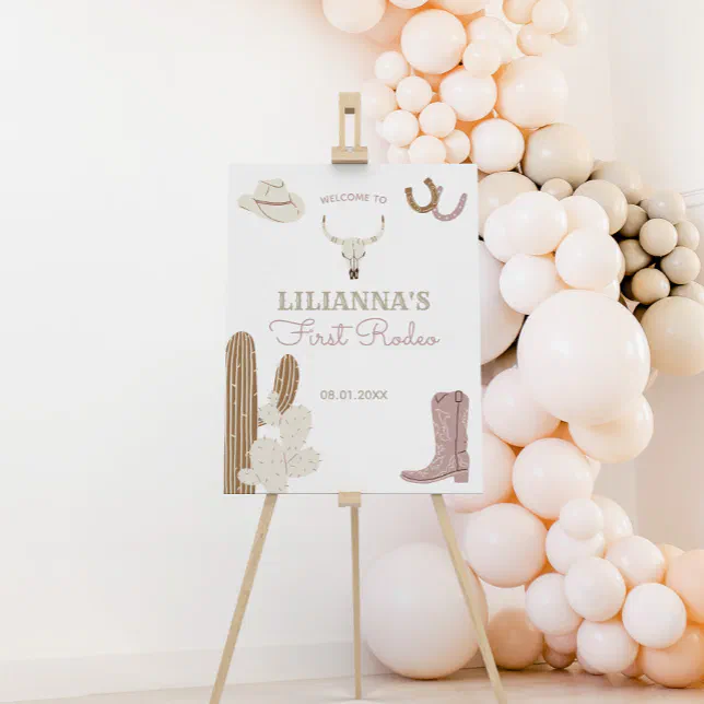 First Rodeo Cowgirl Birthday Party Welcome Sign | Zazzle