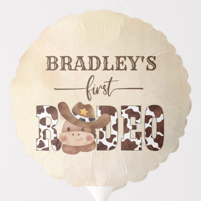 First rodeo cute horse cowboy birthday balloon | Zazzle