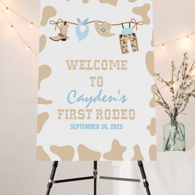 First Rodeo Pastel first birthday Welcome Foam Board | Zazzle