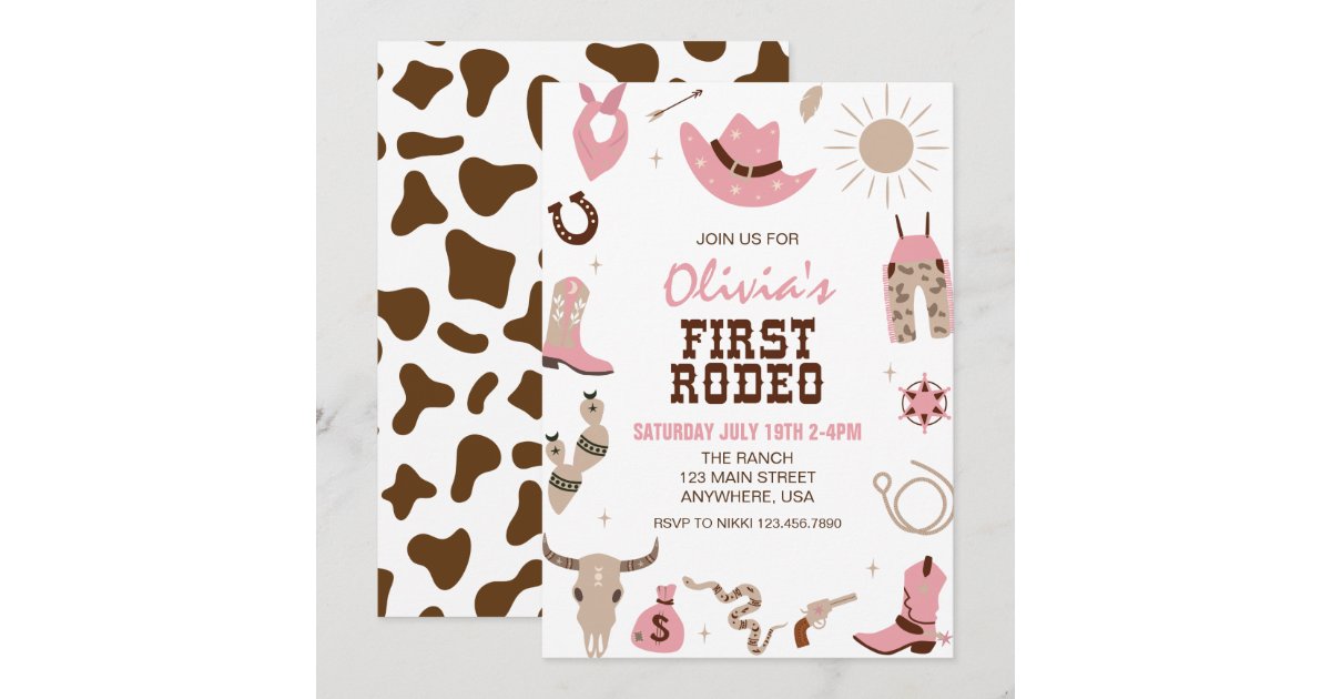 First Rodeo Pink Western 1st Birthday Invitation | Zazzle