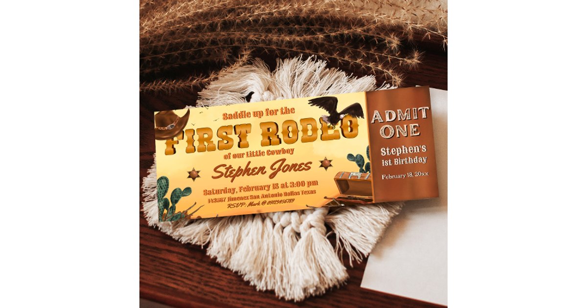 First Rodeo Ticket Invitation | Zazzle