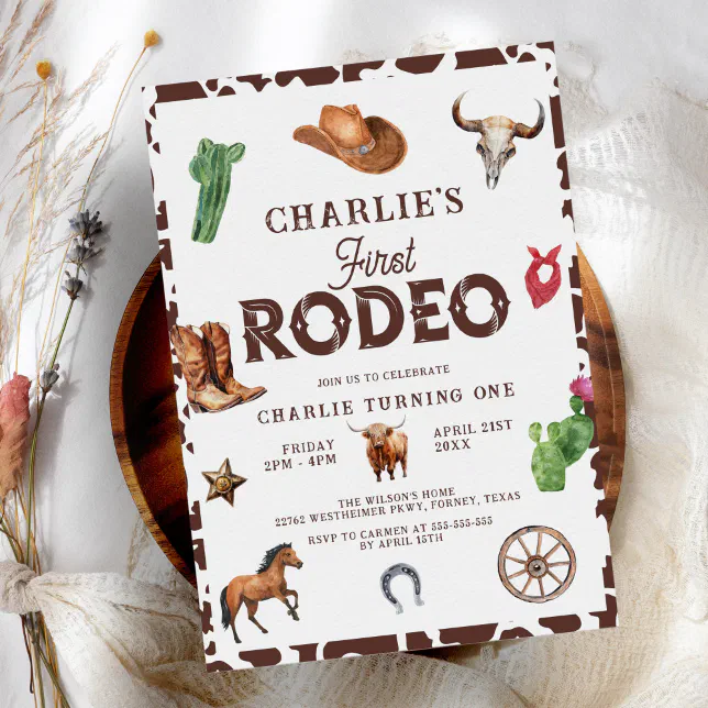 First Rodeo Western Boy 1st Birthday Invitation | Zazzle