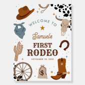 First Rodeo Western Boy 1st Birthday Welcome Sign | Zazzle