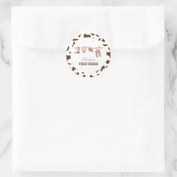 First Rodeo Western Cowboy 1st Birthday Classic Round Sticker | Zazzle