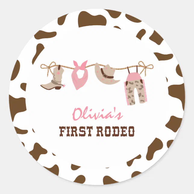 First Rodeo Western Cowboy 1st Birthday Classic Round Sticker | Zazzle