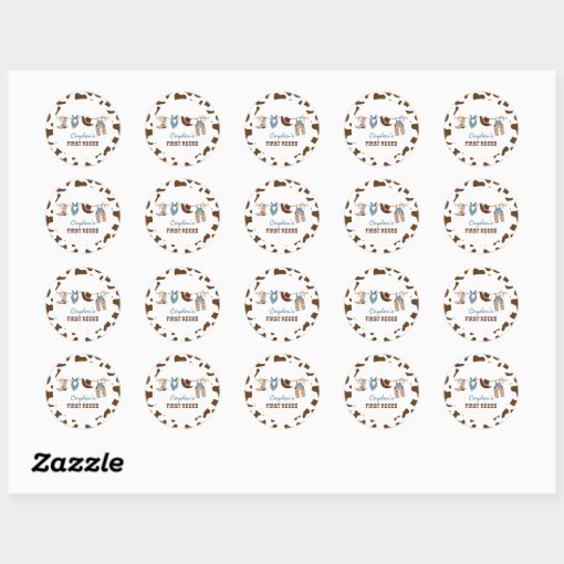 First Rodeo Western Cowboy 1st Birthday Classic Round Sticker | Zazzle