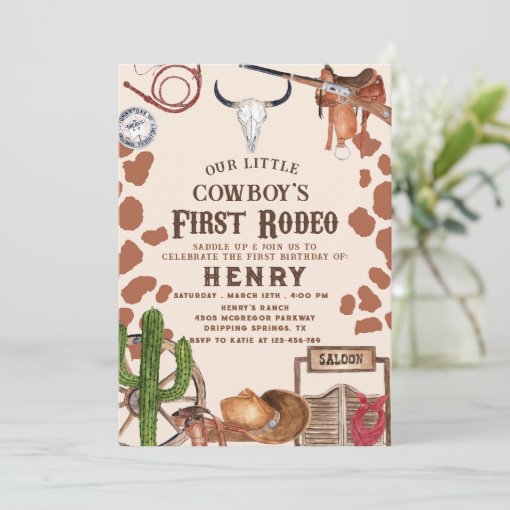 First Rodeo Western Cowboy 1st Birthday Invitation | Zazzle