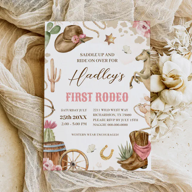 FIRST RODEO Western Cowboy 1st Birthday Invitation | Zazzle