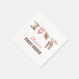 First Rodeo Western Cowboy 1st Birthday Napkins | Zazzle