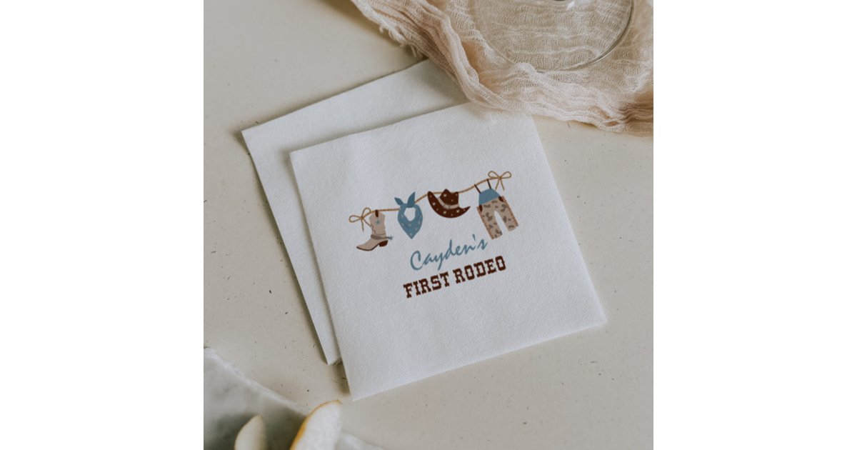 First Rodeo Western Cowboy 1st Birthday Napkins | Zazzle