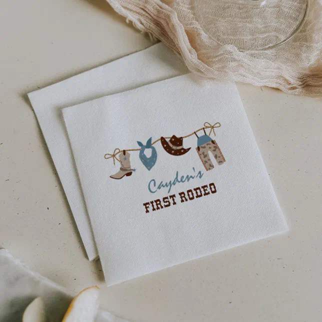 First Rodeo Western Cowboy 1st Birthday Napkins | Zazzle
