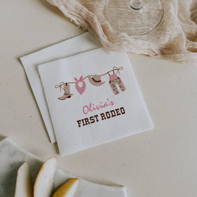 First Rodeo Western Cowboy 1st Birthday Napkins | Zazzle