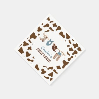First Rodeo Western Cowboy 1st Birthday Napkins | Zazzle