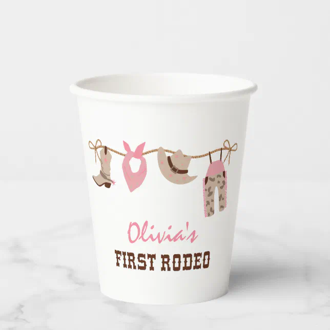 First Rodeo Western Cowboy 1st Birthday Paper Cups | Zazzle