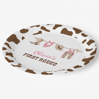 First Rodeo Western Cowboy 1st Birthday Paper Plat Paper Plates | Zazzle