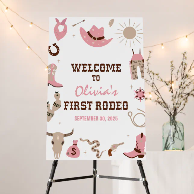 First Rodeo Western Cowboy 1st Birthday Welcome Foam Board | Zazzle