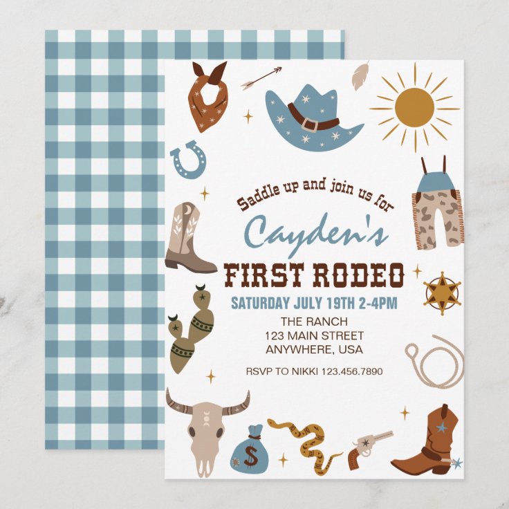 First Rodeo Western Cowboy First Birthday Invitati Invitation | Zazzle