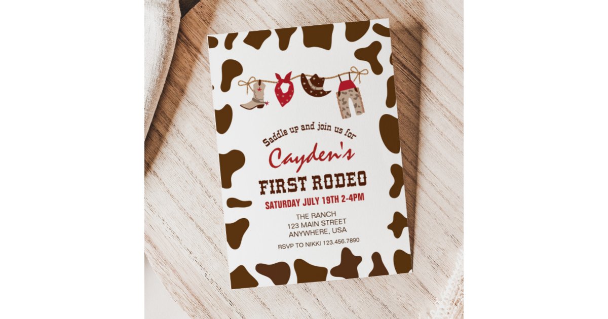 First Rodeo Western Cowboy First Birthday Invitati Invitation | Zazzle
