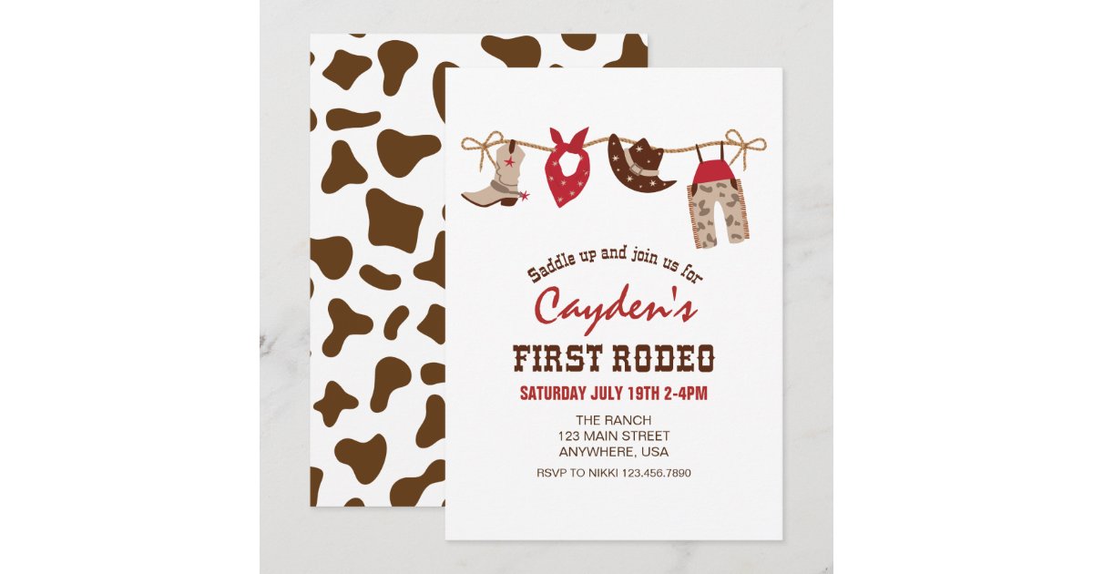 First Rodeo Western Cowboy First Birthday Invitati Invitation | Zazzle