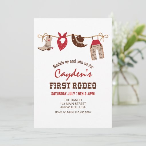 First Rodeo Western Cowboy First Birthday Invitati Invitation | Zazzle