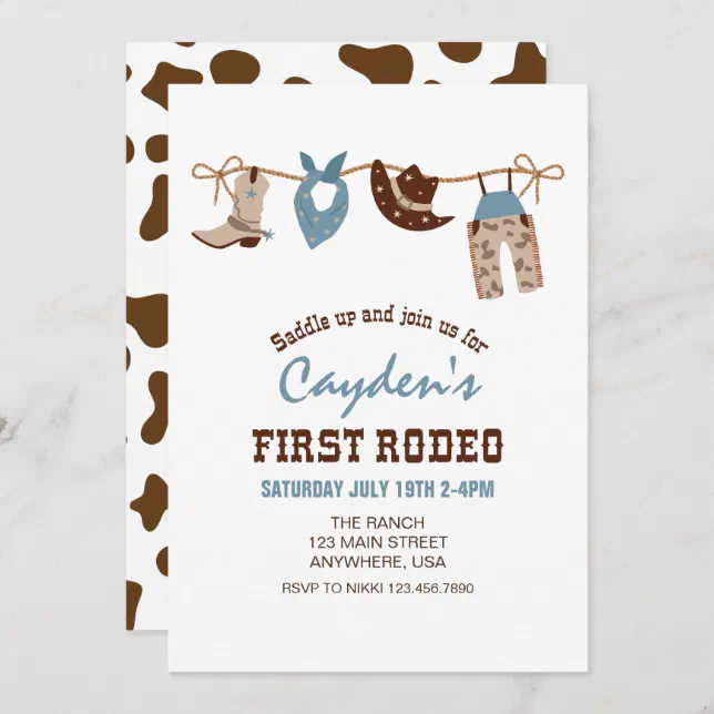 First Rodeo Western Cowboy First Birthday Invitation | Zazzle