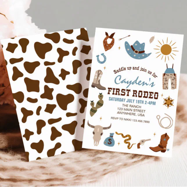 First Rodeo Western Cowboy First Birthday Invitation | Zazzle