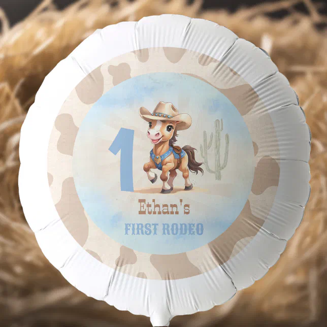 First Rodeo Western Cowboy Horse 1st Birthday Balloon | Zazzle