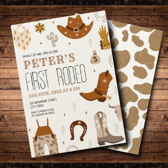 First Rodeo Wild West 1st Birthday Invitation | Zazzle