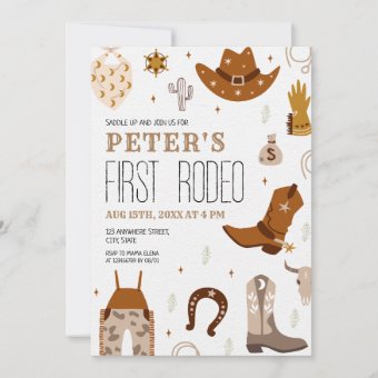 First Rodeo Wild West 1st Birthday Invitation | Zazzle