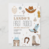 First Rodeo Wild West Blue Cowboy 1st Birthday Invitation | Zazzle