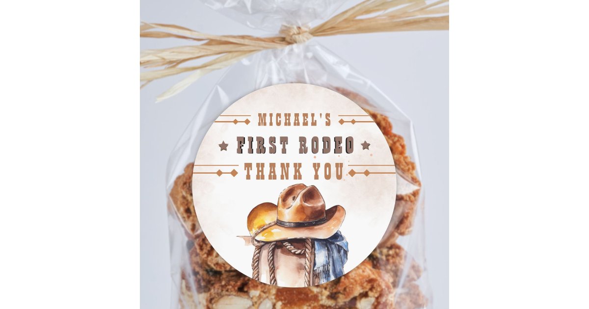 First RODEO | Wild West Cowboy 1st Birthday Boy Classic Round Sticker ...