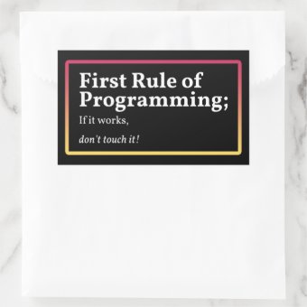 First Rule of Programming Rectangular Sticker | Zazzle