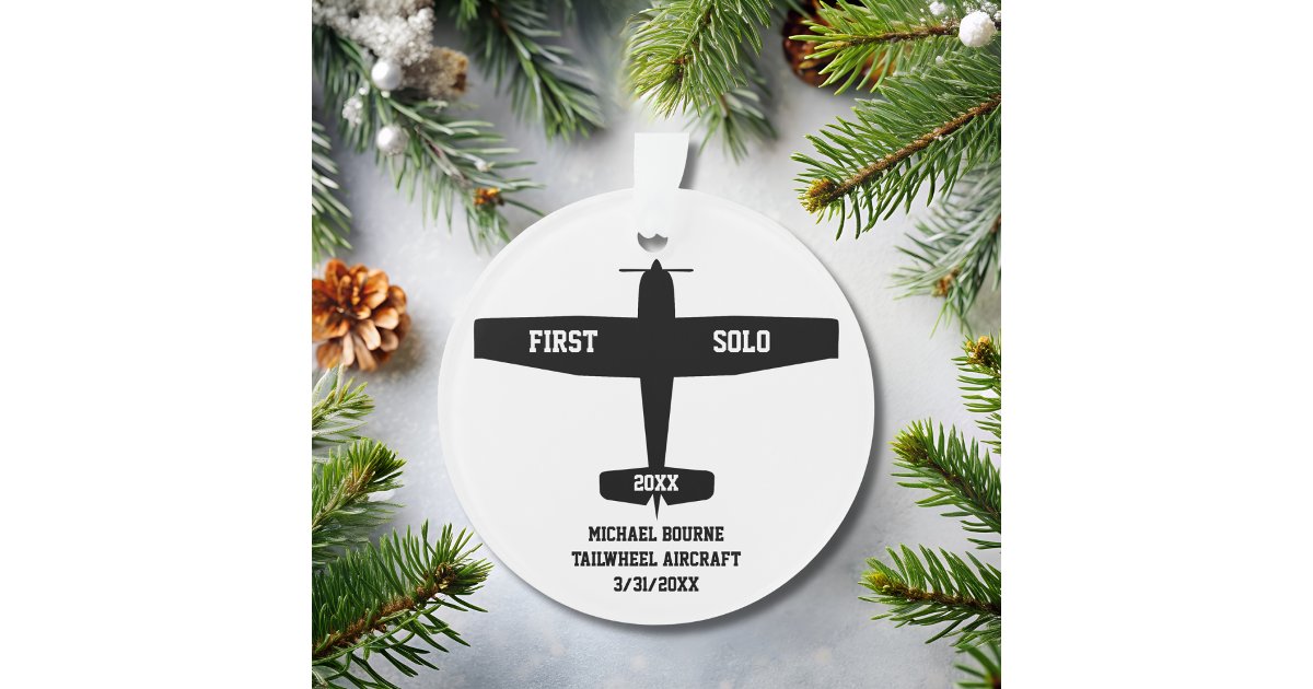 First Solo Simple Airplane, Personalized Aviation Ornament | Zazzle
