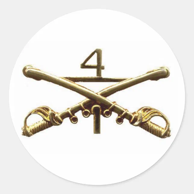 First Squadron Fourth Cavalry Brass Classic Round Sticker | Zazzle
