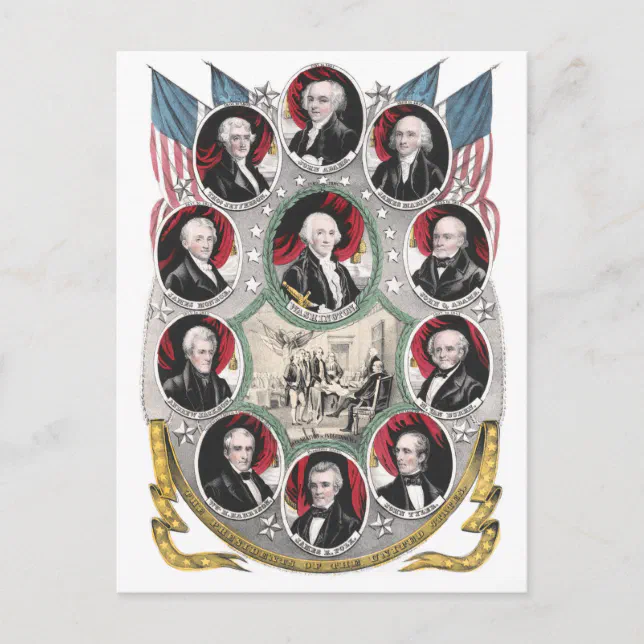 First Ten Presidents of the United States Postcard | Zazzle