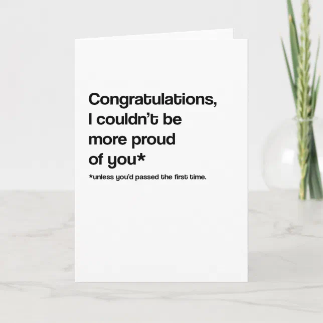 First Time Funny Driving Test/Exam Passing Card | Zazzle