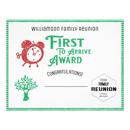 First To Arrive Family Tree Reunion Award Letterhead | Zazzle.com