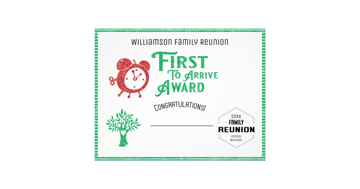 First To Arrive Family Tree Reunion Award Letterhead | Zazzle.com